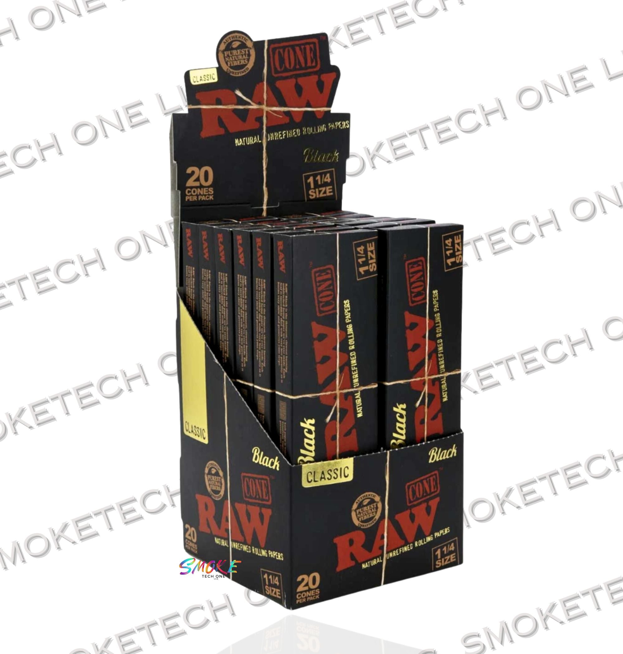 Raw Classic Black Cones - 20Pack – Smoke Tech One LLC