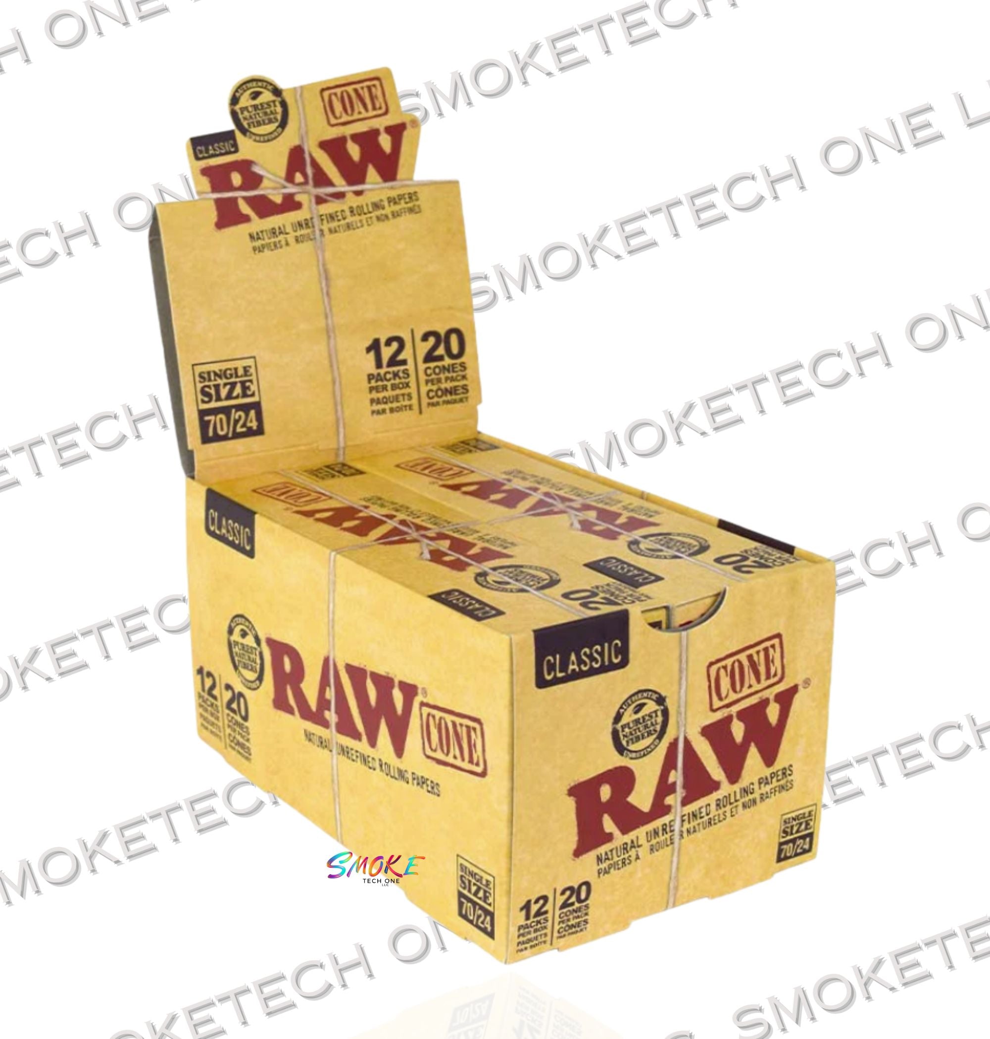RAW Classic Single Size Cones 70mm 24mm - 20 pack – Smoke Tech One LLC