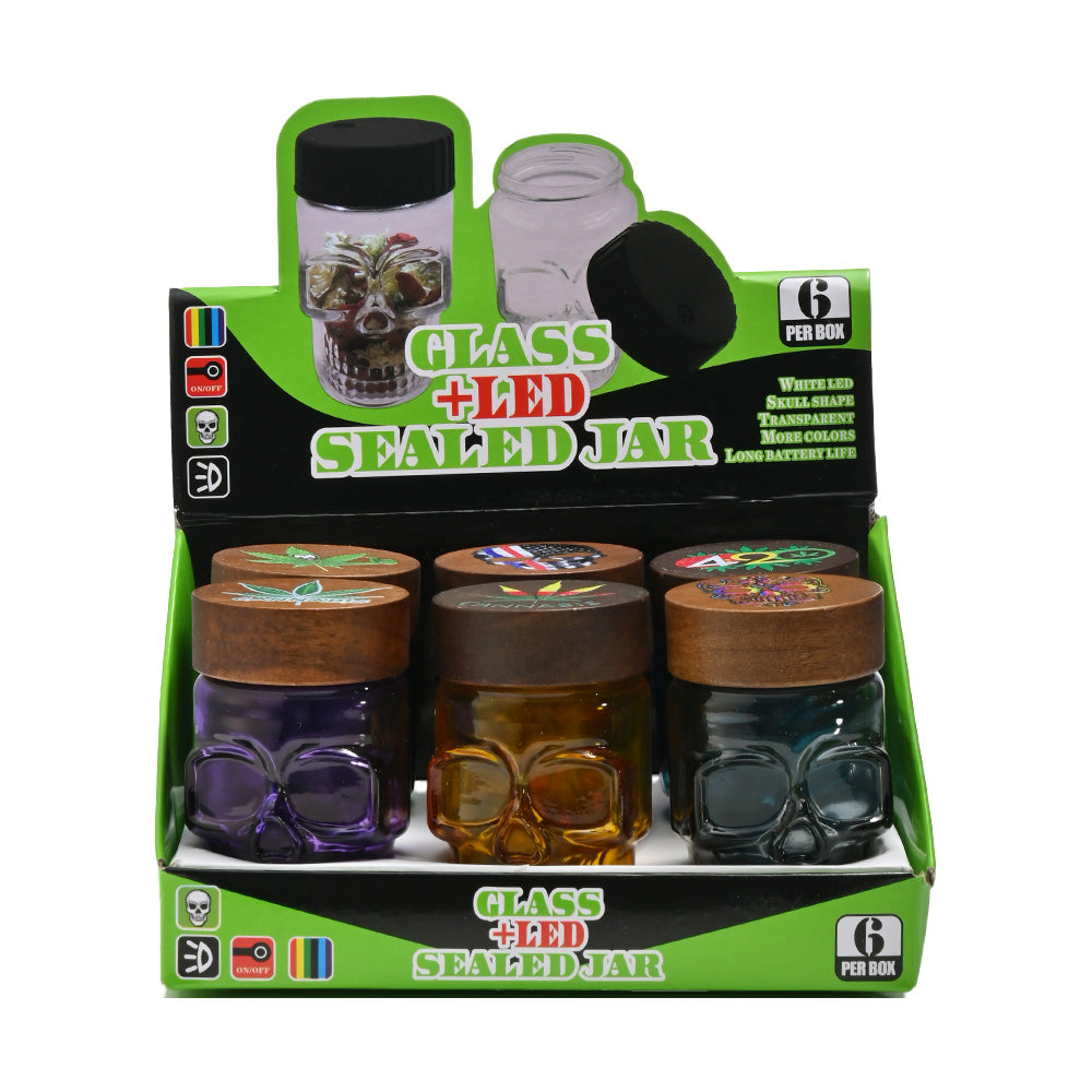 The "Skull Keeper" glass and wood jar SW3023 – Smoke Tech One LLC
